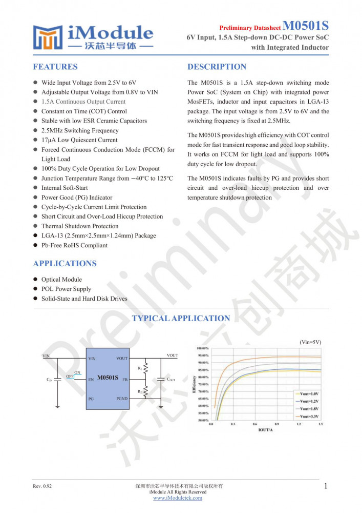 M0501S datasheet page 1