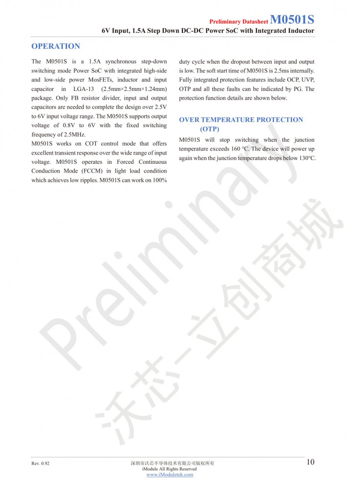 M0501S datasheet page 10