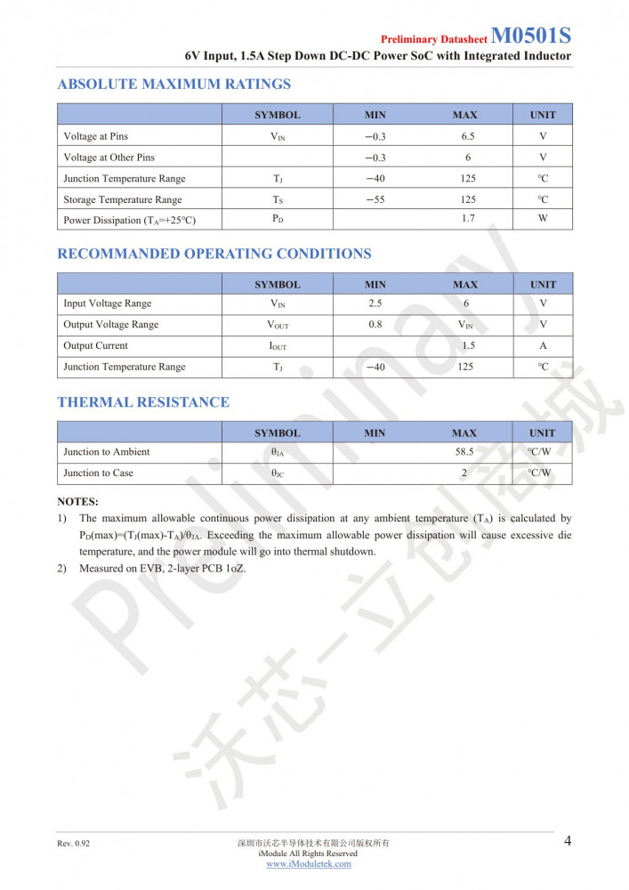 M0501S datasheet page 4