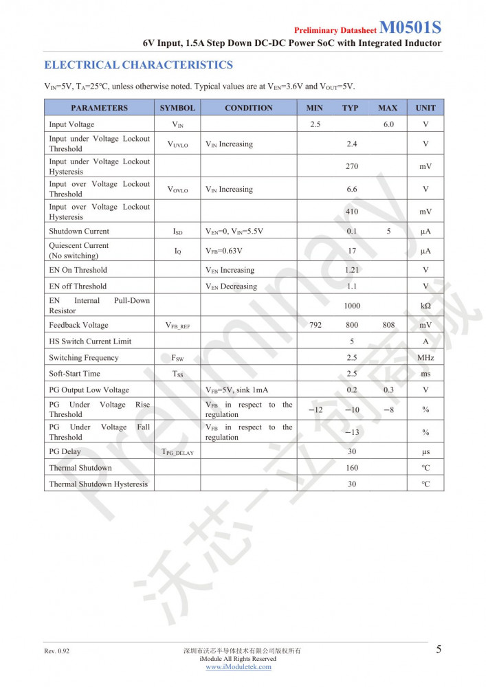 M0501S datasheet page 5