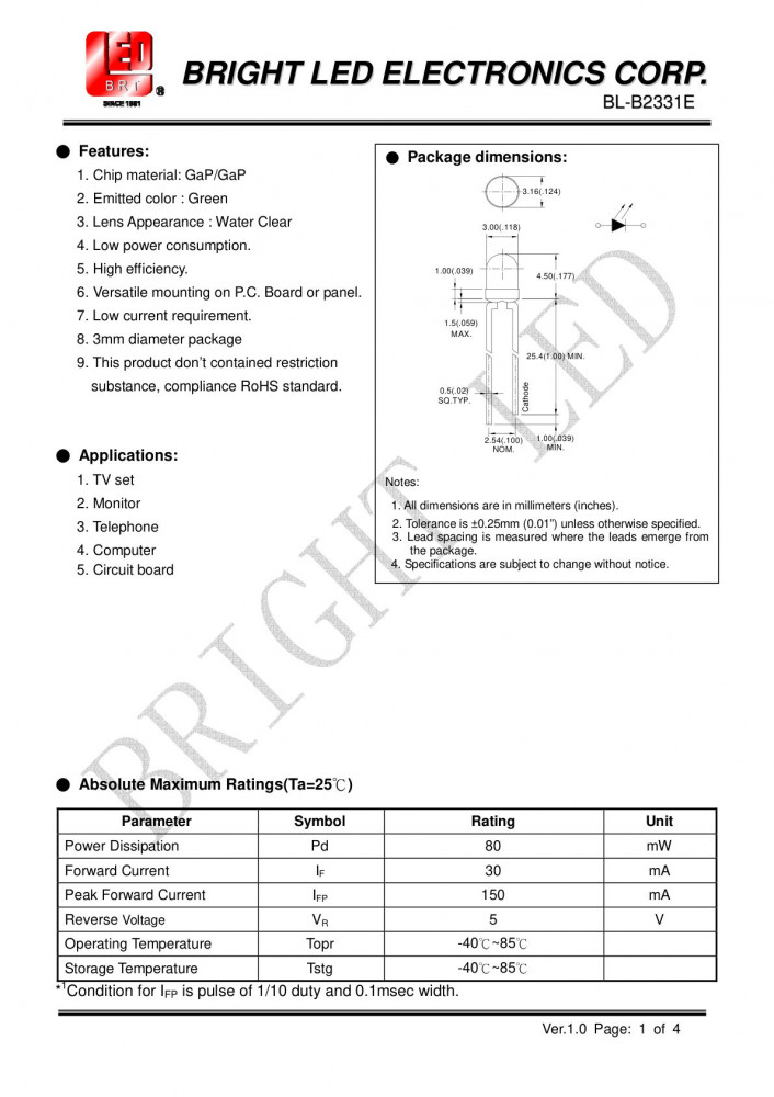 BL-B2331E datasheet page 1