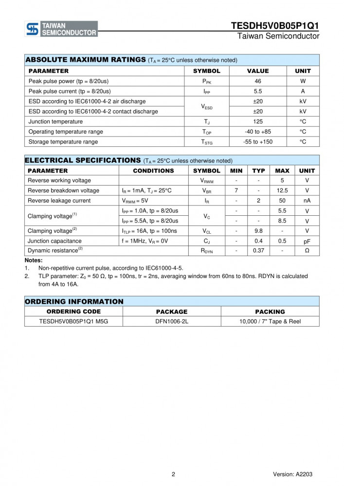 TESDH5V0B05P1Q1 datasheet page 2