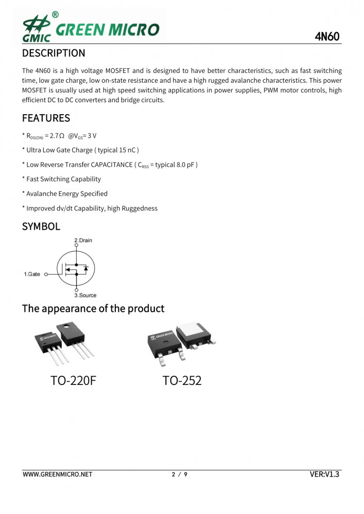GM4N60GT datasheet page 2
