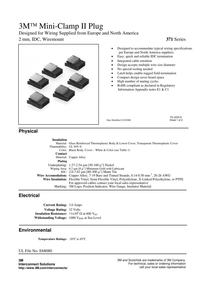 3M 371 series technical drawing page 1