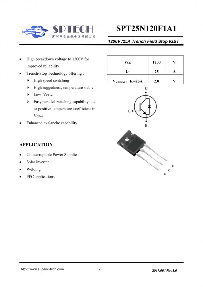 SPT25N120F1A1 datasheet page 1