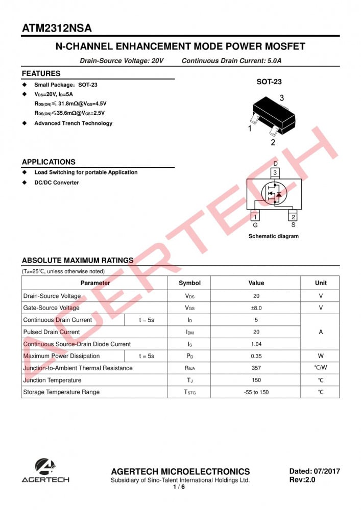 ATM2312NSA datasheet page 1