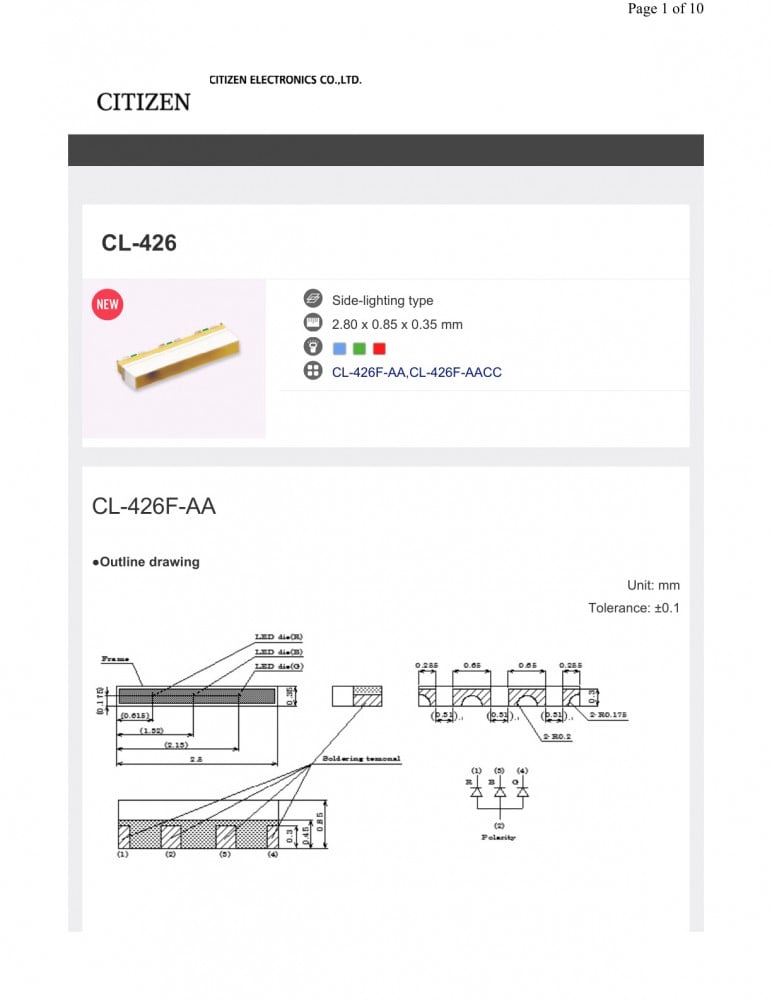 CL-426F-AA-SD-TS datasheet page 1
