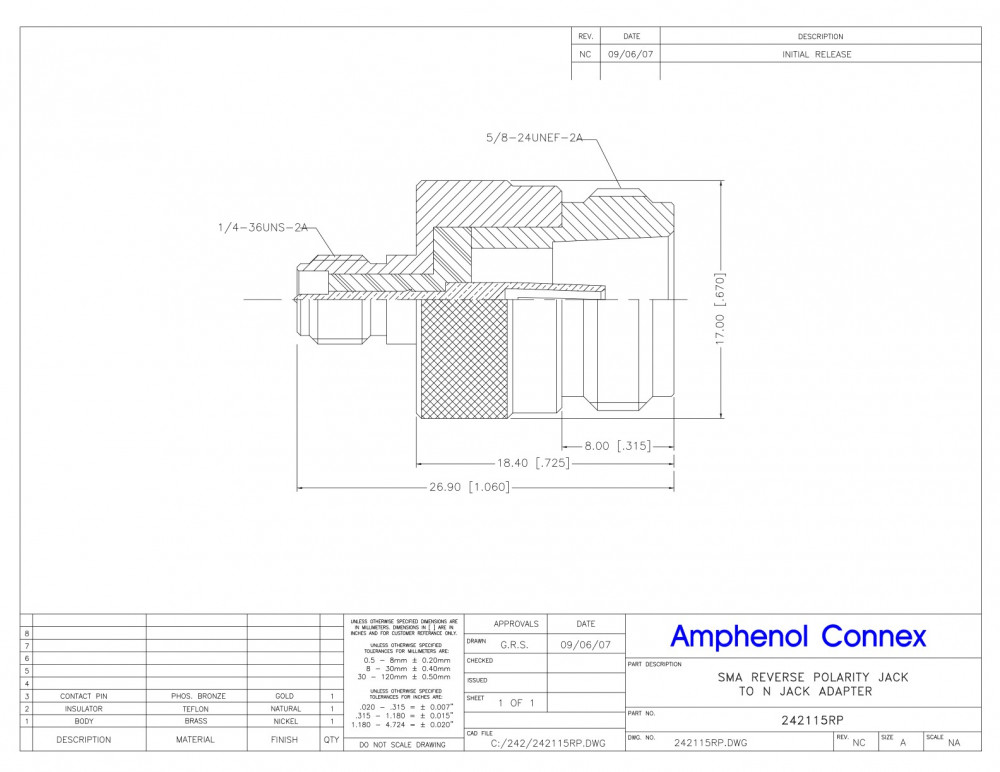 Amphenol 242115RP technical drawing