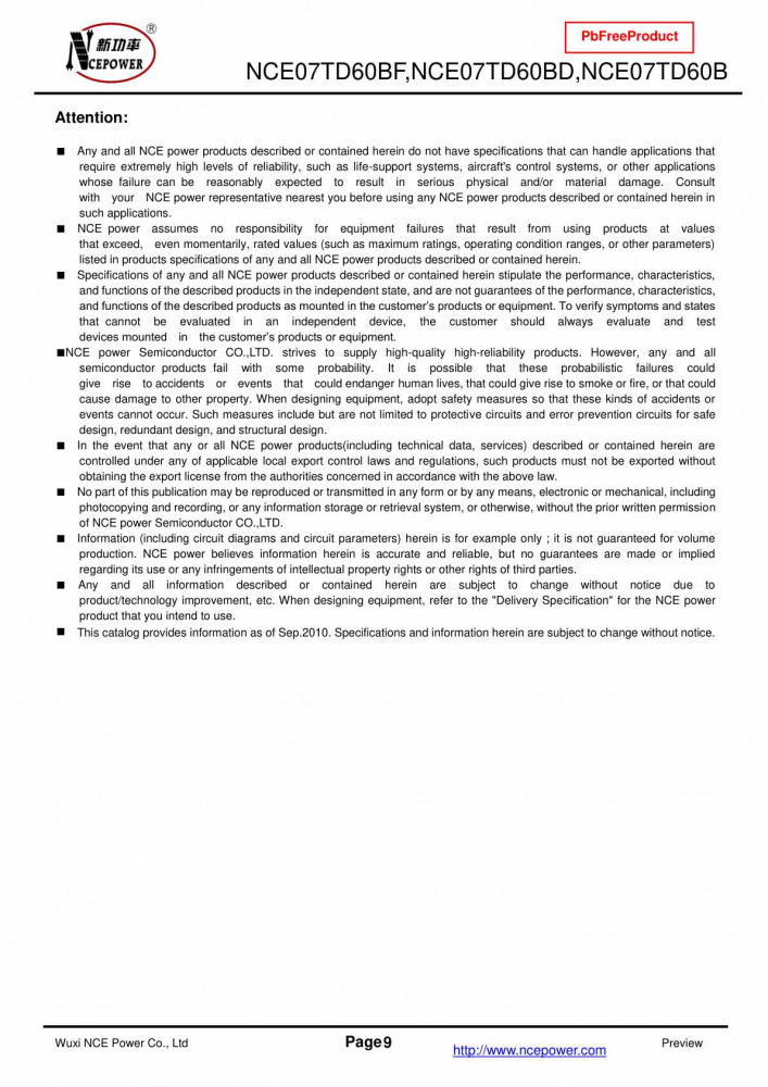 NCE07TD60BF datasheet page 9