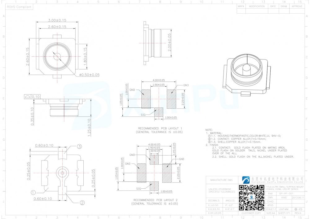 SP-RF-001 manufacturer drawing page 1
