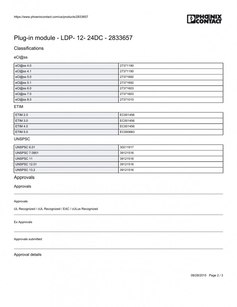 Phoenix Contact 2833657 product documentation page 2