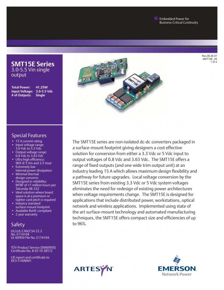 SMT15E-05W3V3J datasheet page 1