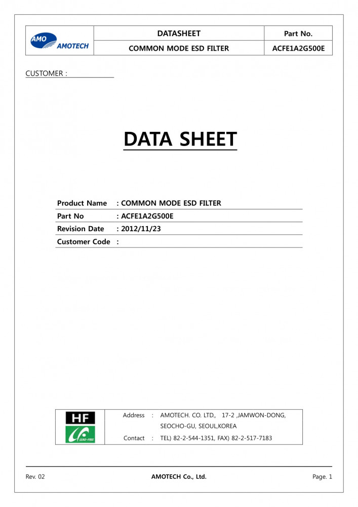 ACFE1A2G500E datasheet page 1