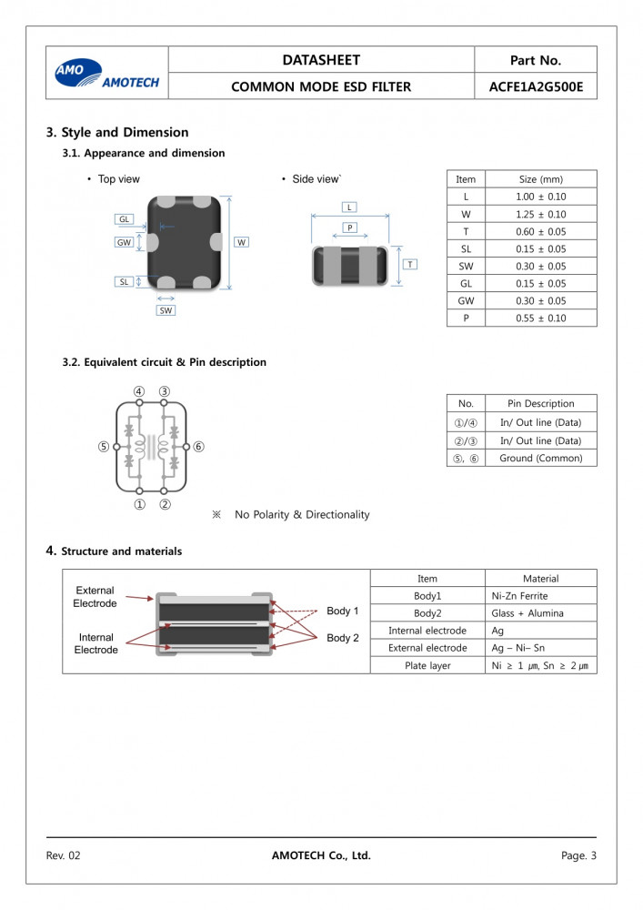 ACFE1A2G500E datasheet page 3