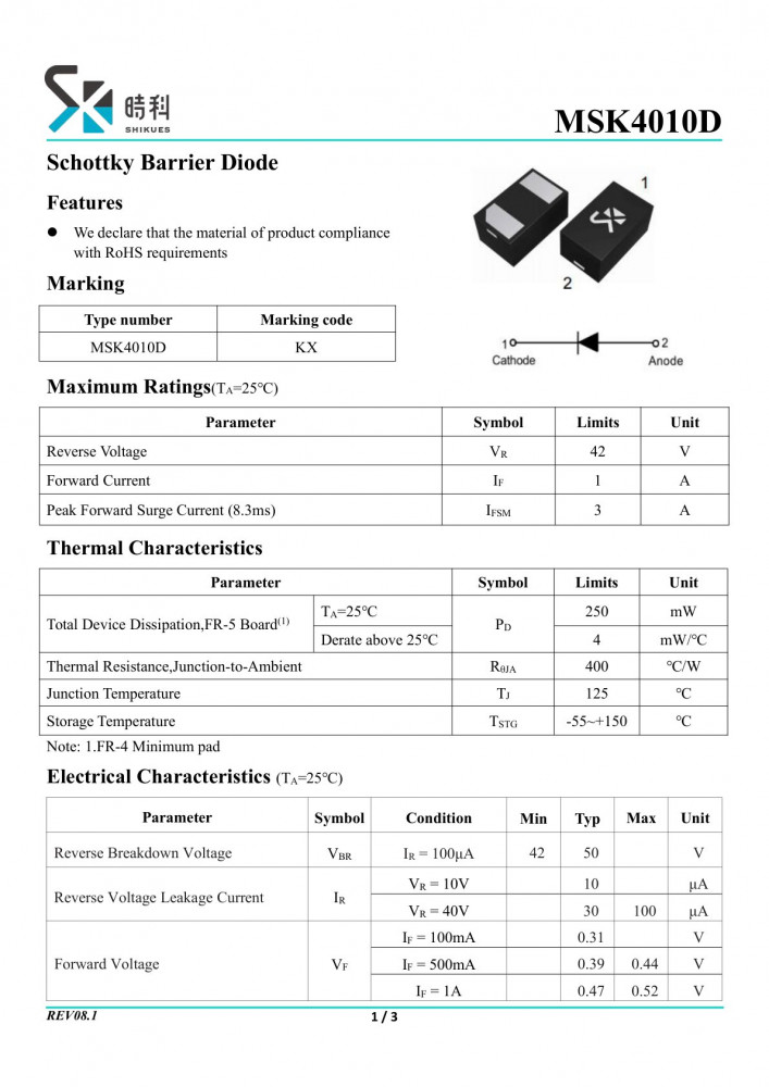 MSK4010D datasheet page 1