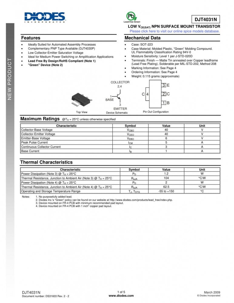 DJT4031N-13 datasheet page 1