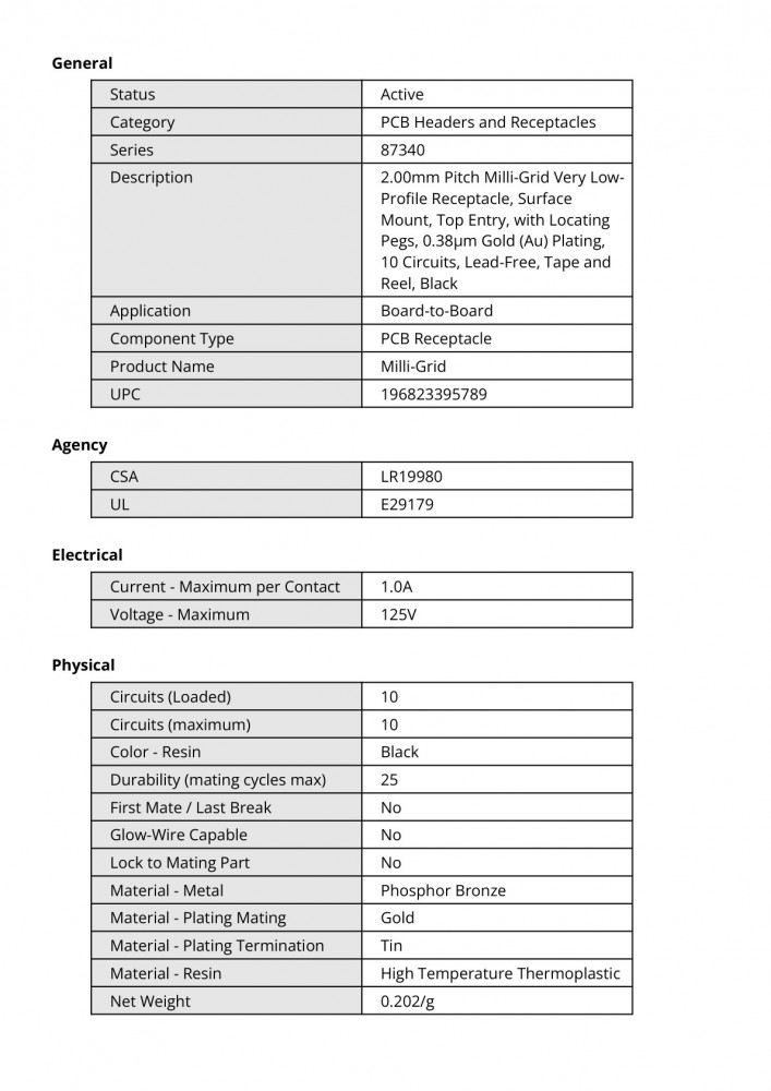 MOLEX 873401196 technical document, page 2