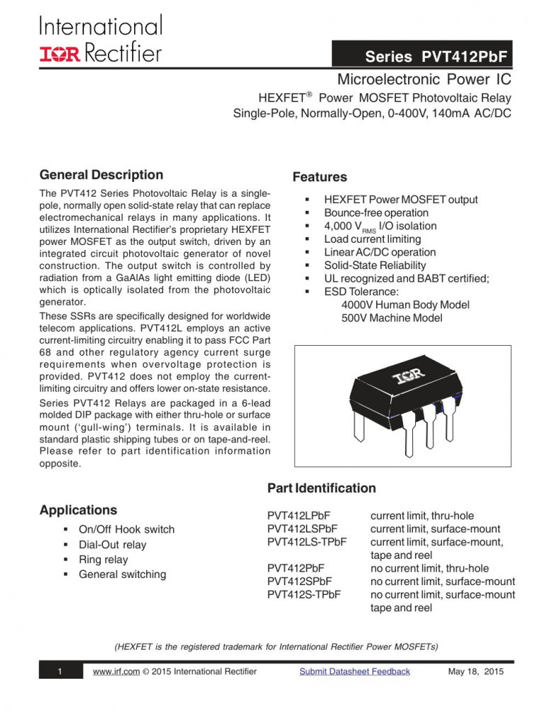 PVT412PBF datasheet page 1