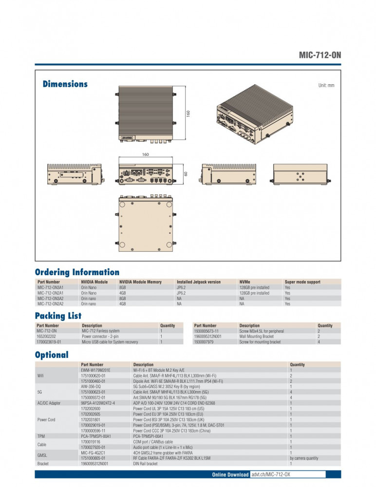 MIC-712-ON product documentation page 2