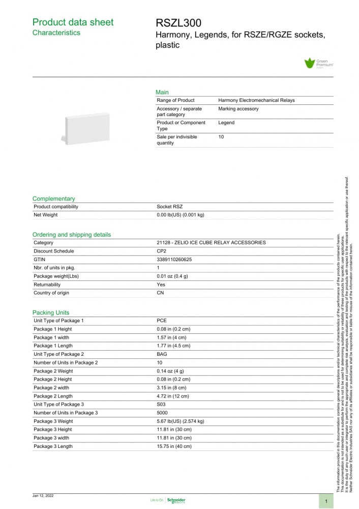 RSZL300 technical document page 1