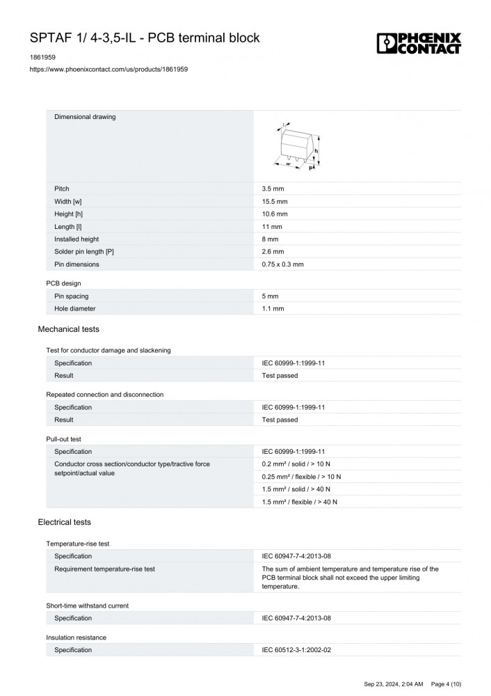 Phoenix Contact 1861959 technical document page 4