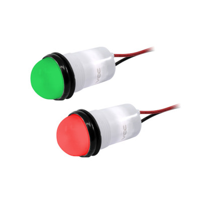 LED Panel Mount Indicator Red/Green .688″ Semi Dome Flex Voltage Wire Leads IP67 for sale
