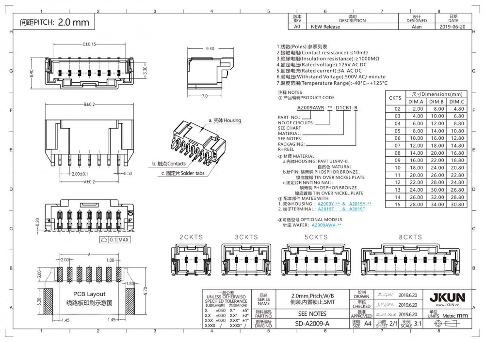 A2019PS-09-E3G-P technical drawing page 1