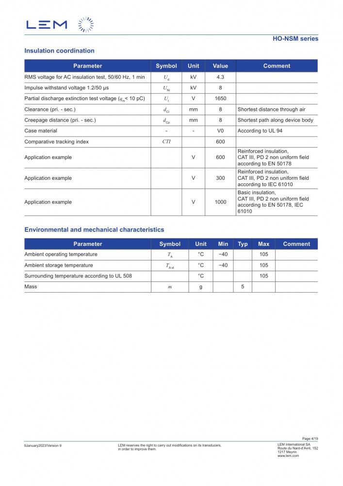 LEM HO-NSM datasheet page 4