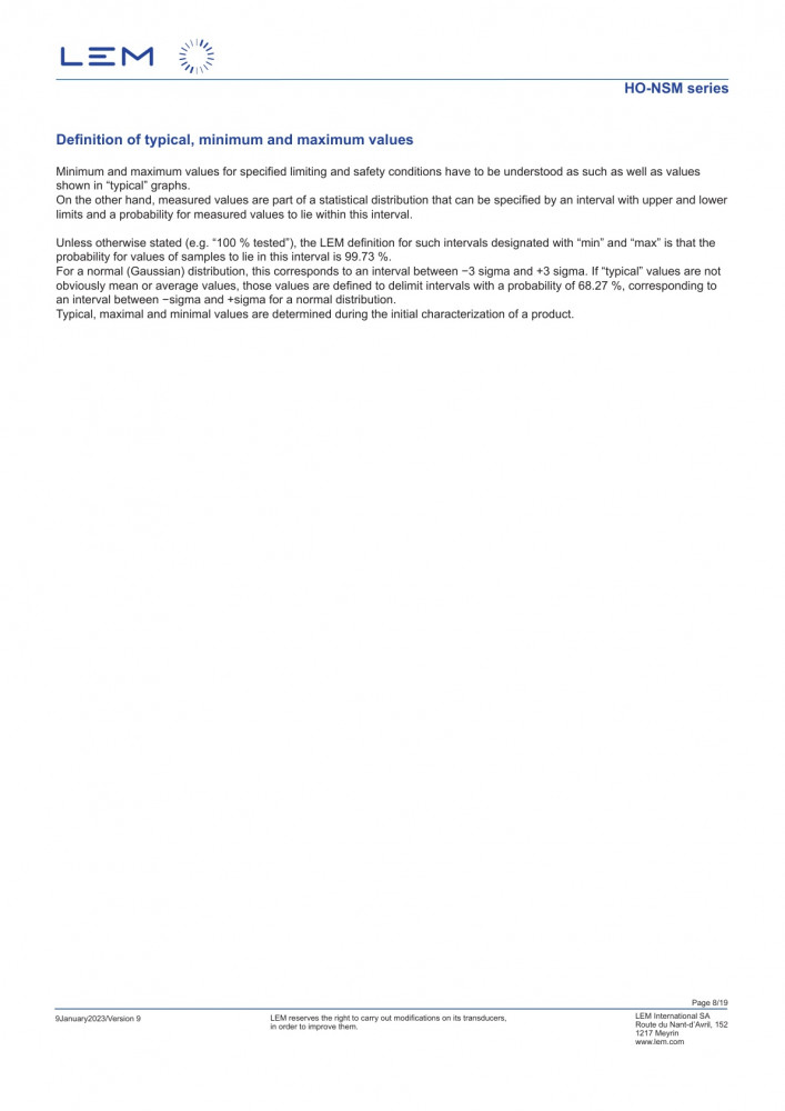 LEM HO-NSM datasheet page 8