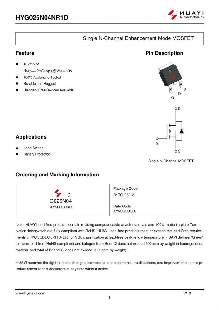HYG025N04NR1D datasheet page 1