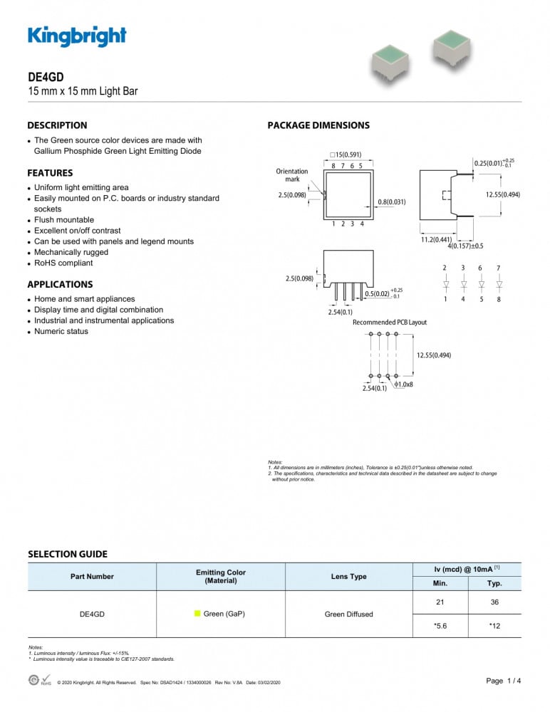 DE4GD datasheet page 1
