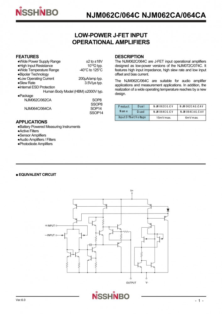 NJM062C datasheet page 1