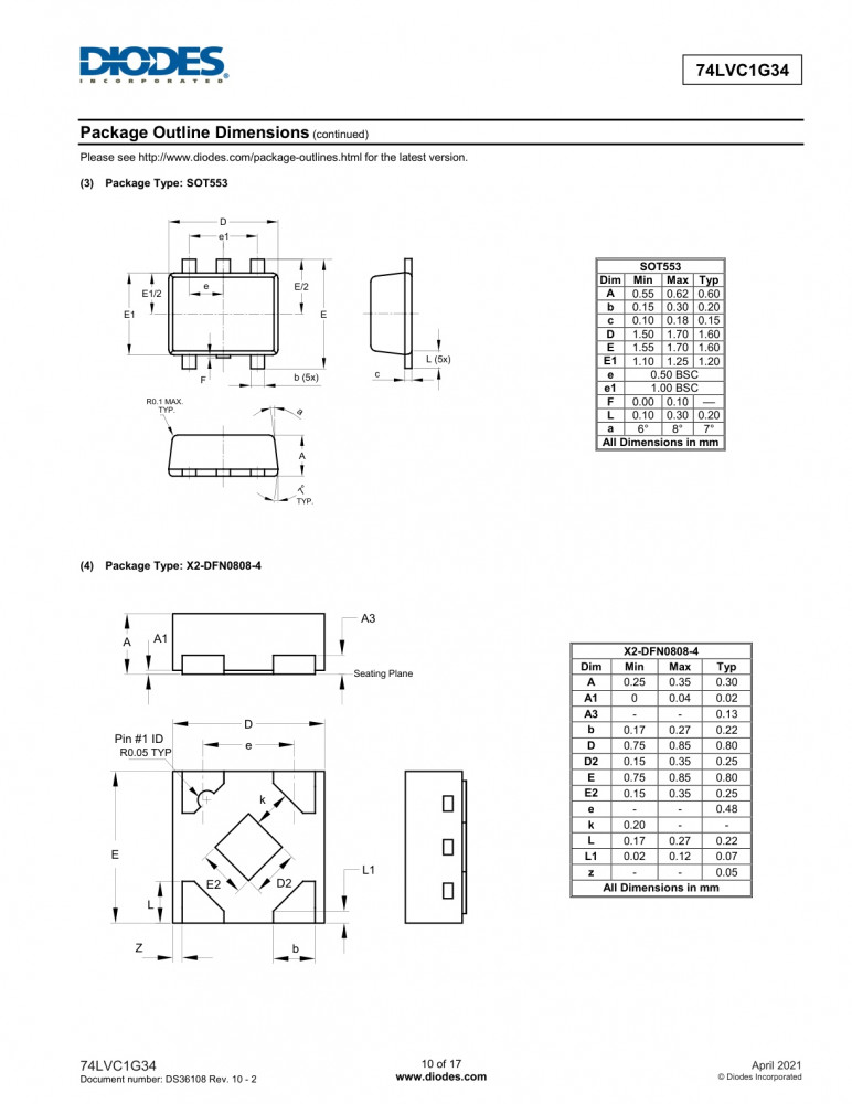 74LVC1G34W5-7 datasheet page 10