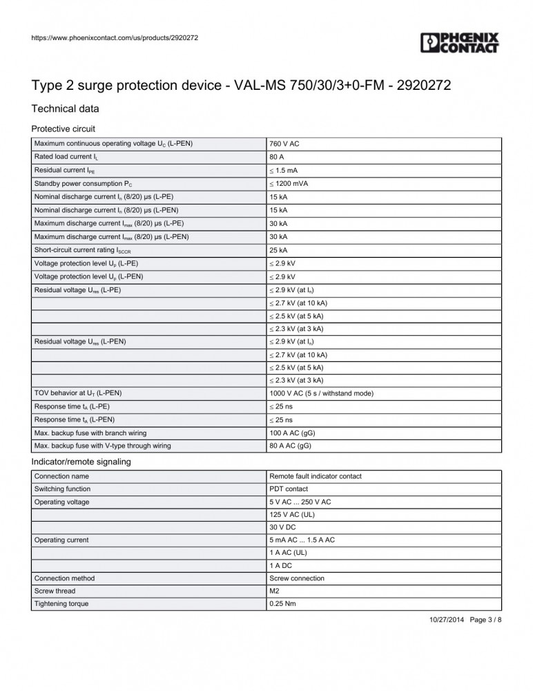 Phoenix Contact 2920272 technical document page 3
