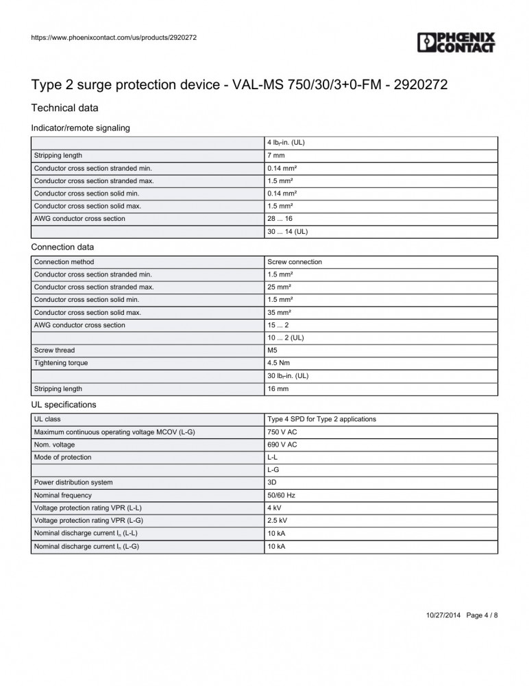 Phoenix Contact 2920272 technical document page 4