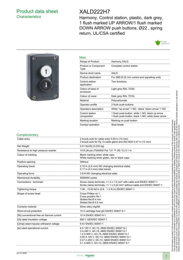 XALD222H7 technical document page 1