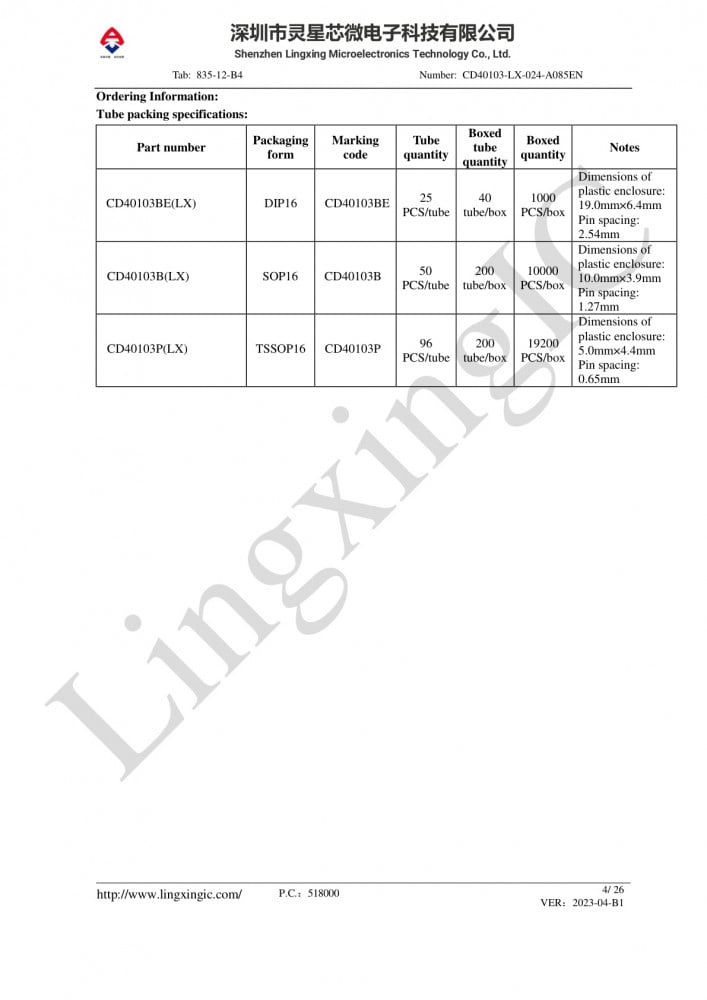 CD40103BE(LX) datasheet page 4