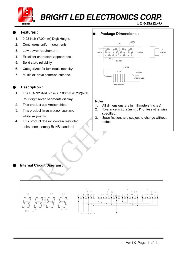 BQ-N28ARD-O datasheet page 1