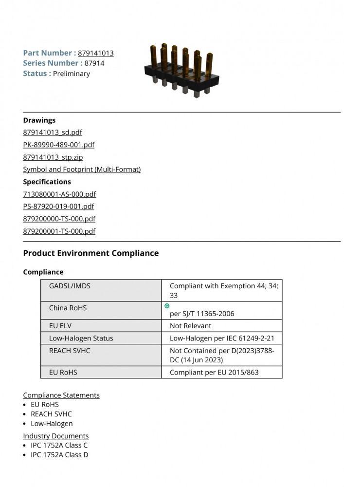 MOLEX 879141013 technical document image 1