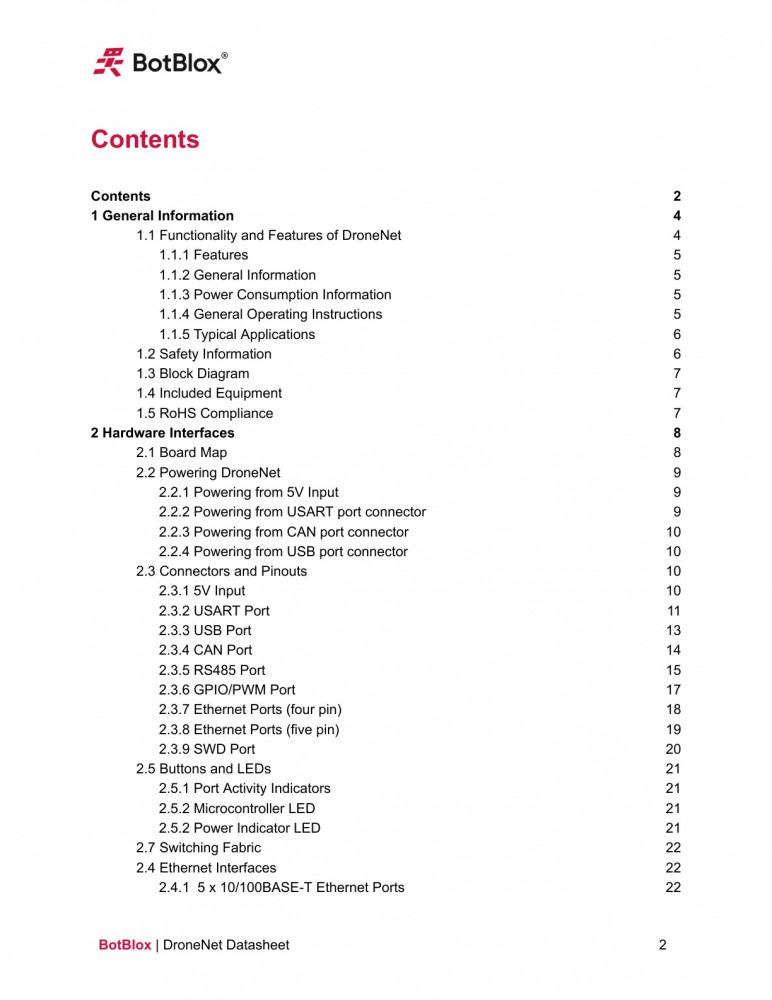 DroneNet datasheet page 2