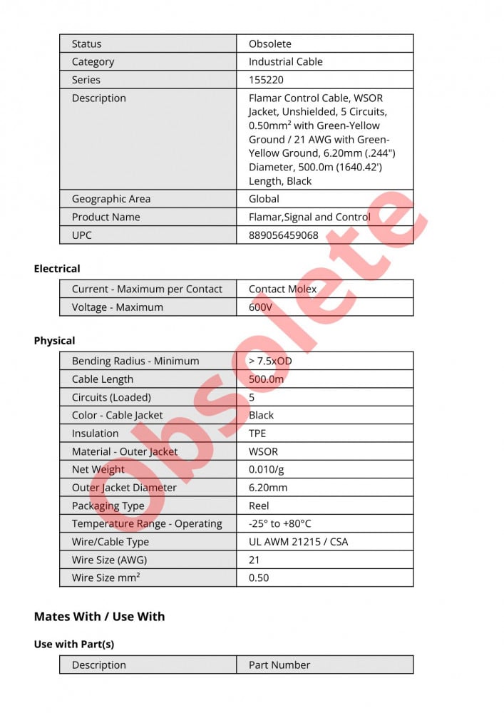 Technical document page 2 for product 1552200122