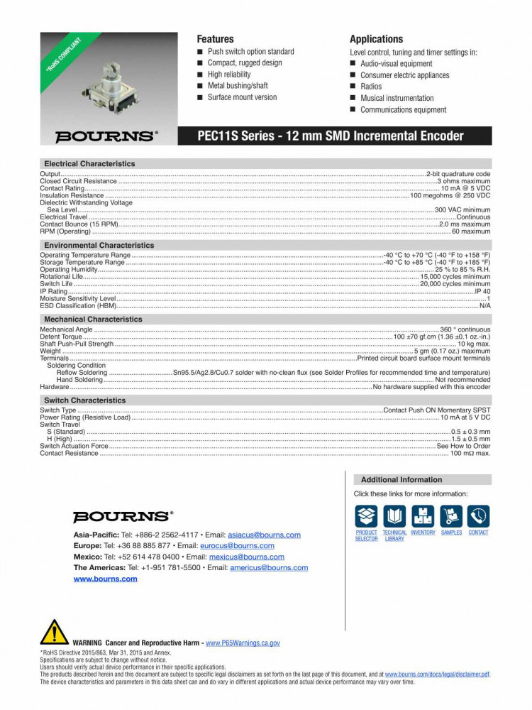 PEC11S technical document page 1