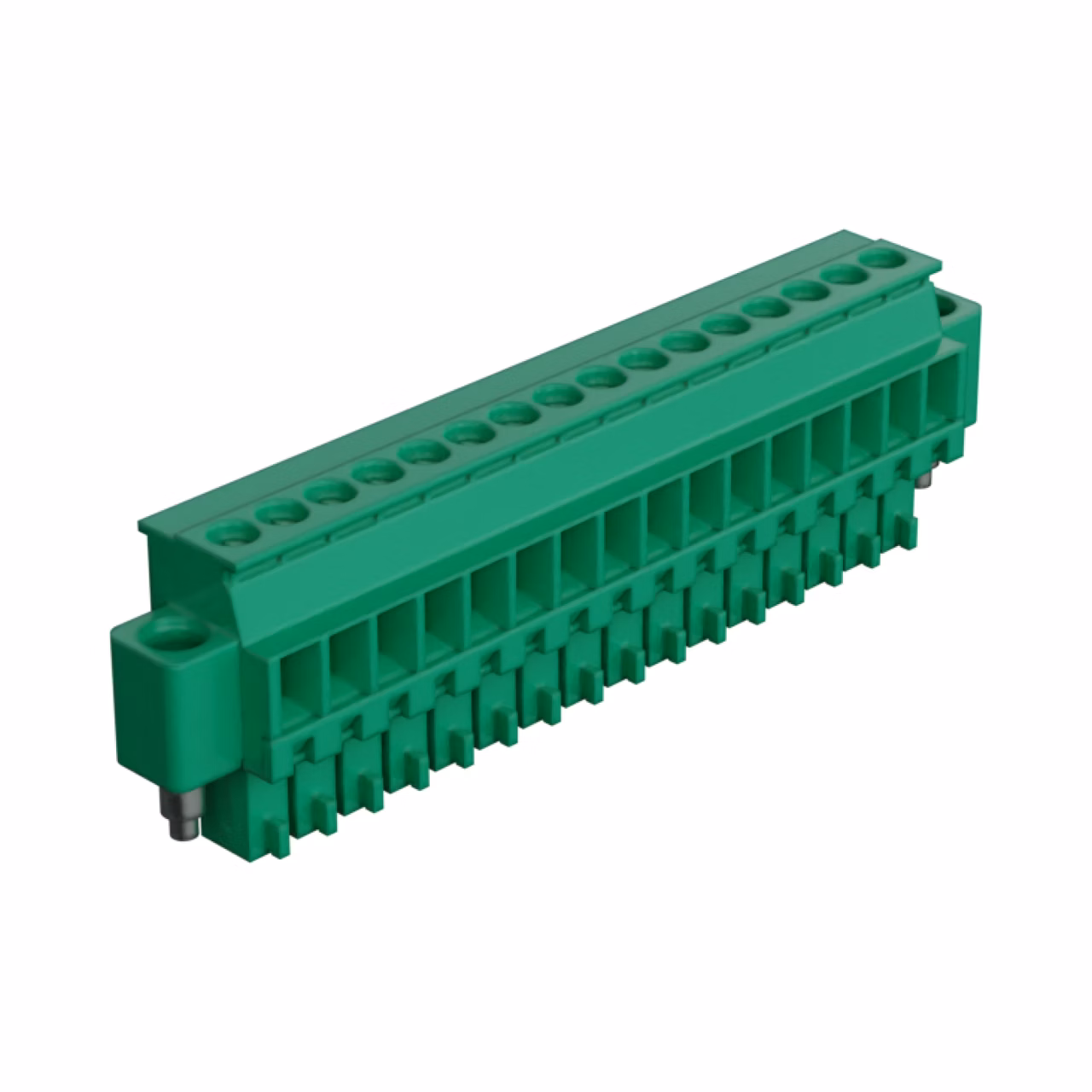 3.50mm Pitch Eurostyle Vertical Plug, with Retention Screws, Front Wire Entry, Green Housing, 16 Circuits for sale