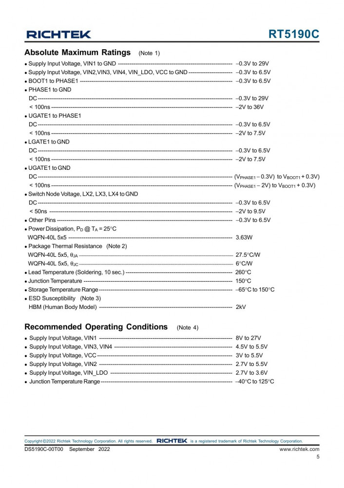 RT5190C datasheet page 5