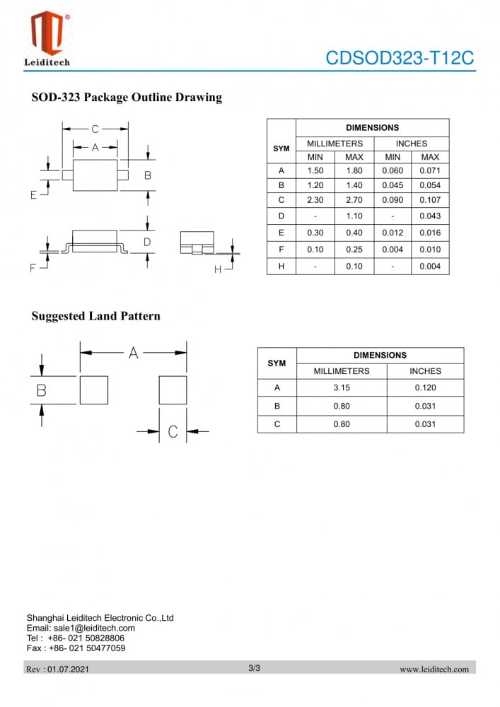 CDSOD323-T12C datasheet page 3