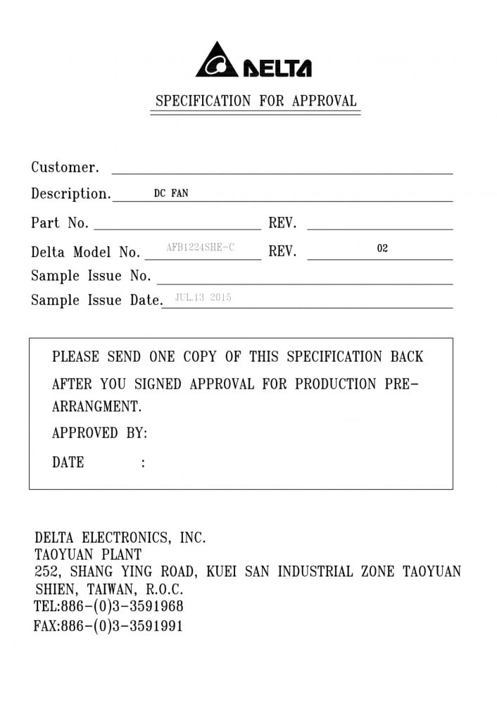 AFB1224SHE-C specification page 1