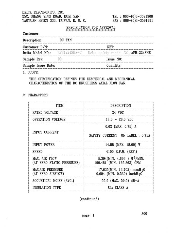AFB1224SHE-C specification page 3