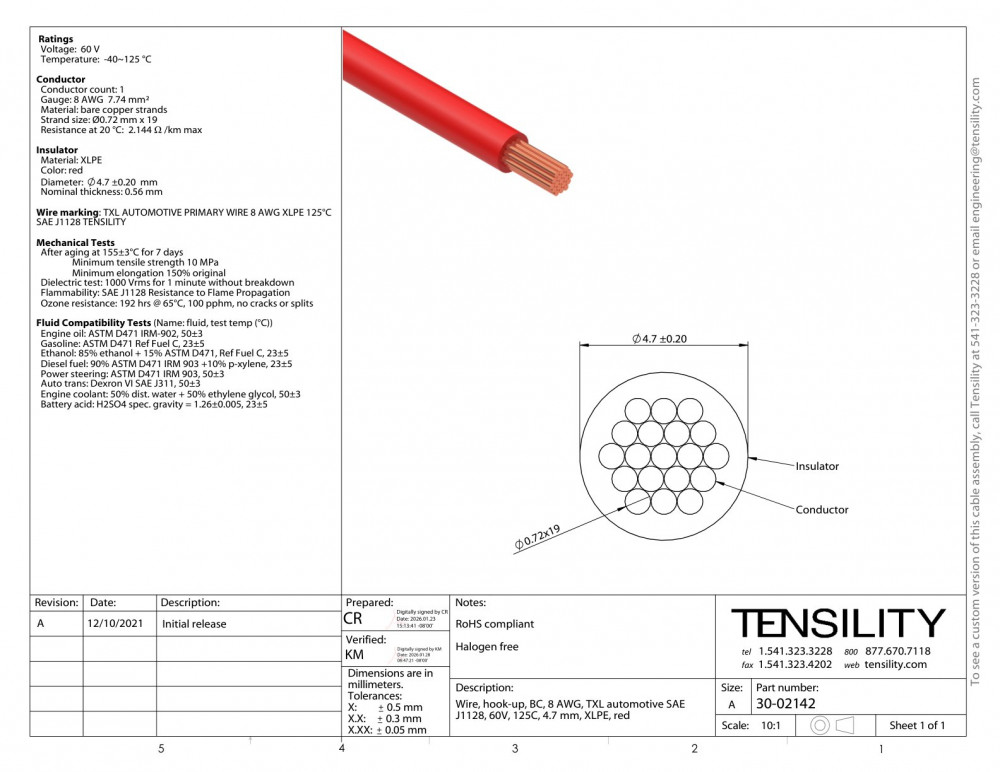Tensility International 30-02142 product drawing page