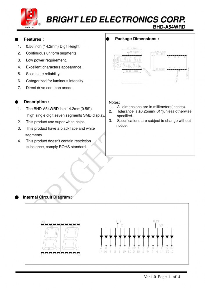 BHD-A54WRD specification page 2