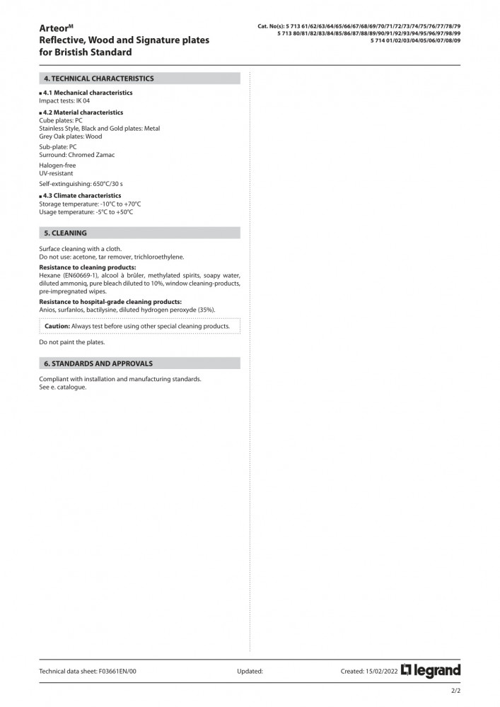 Legrand ArteorM technical document page 2